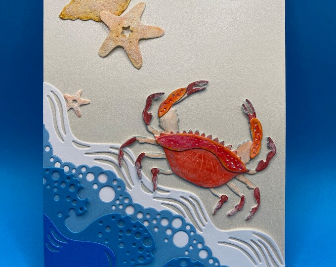 Beach Crab Any Occasion Card - Etsy