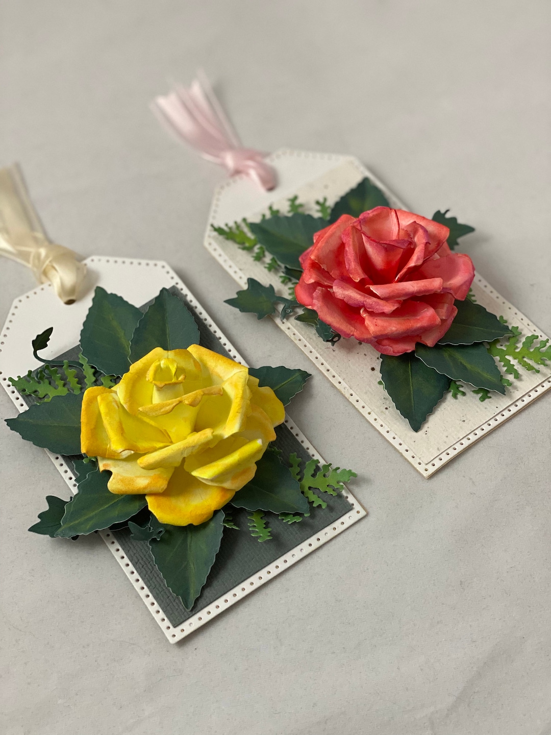 Rose Gift Tag Set for Birthday, Anniversary, Valentines, Wedding ...