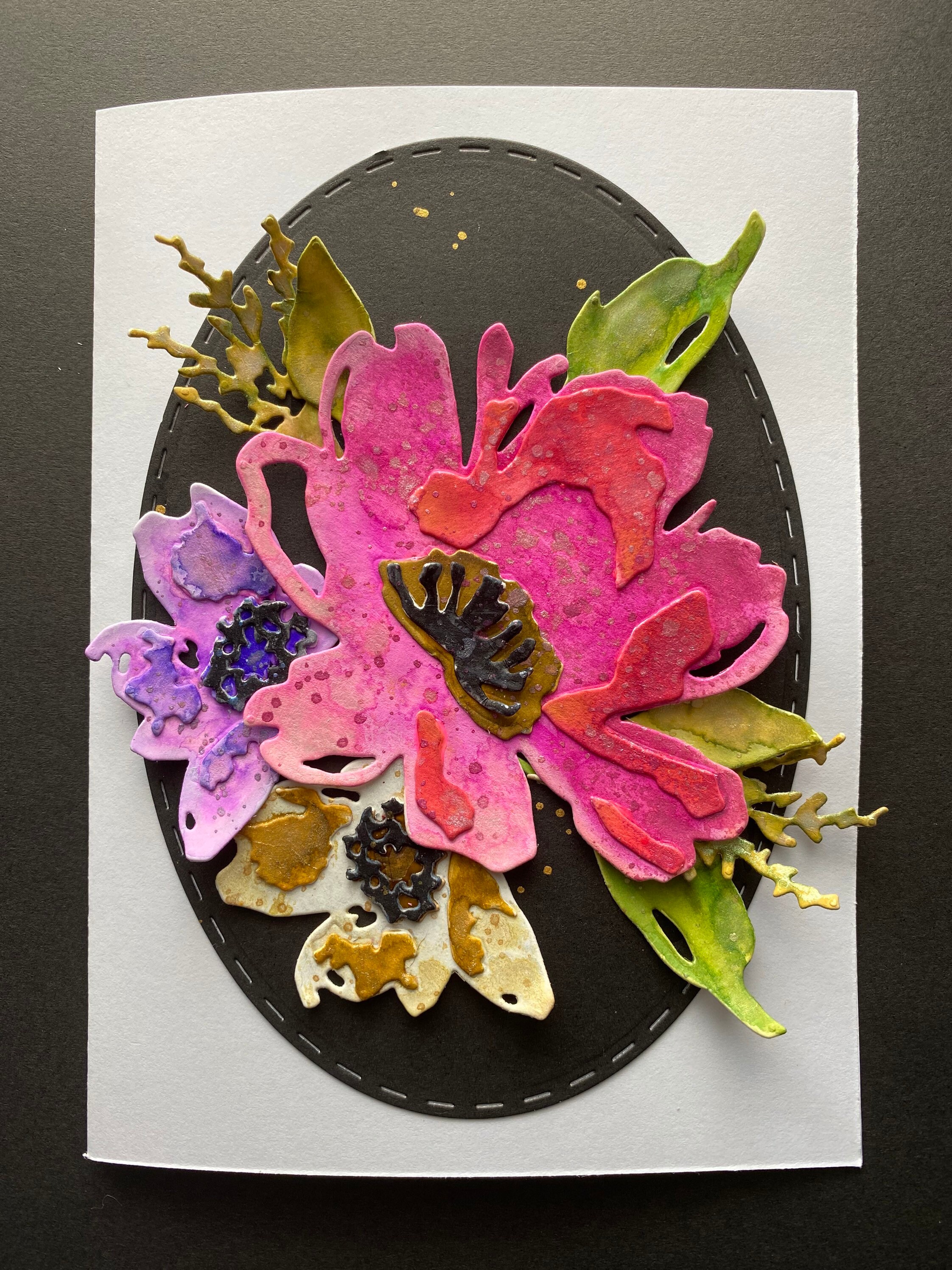 Handmade Tim Holtz Hand Painted Die Cut Flower Card for Any Occasion - Etsy