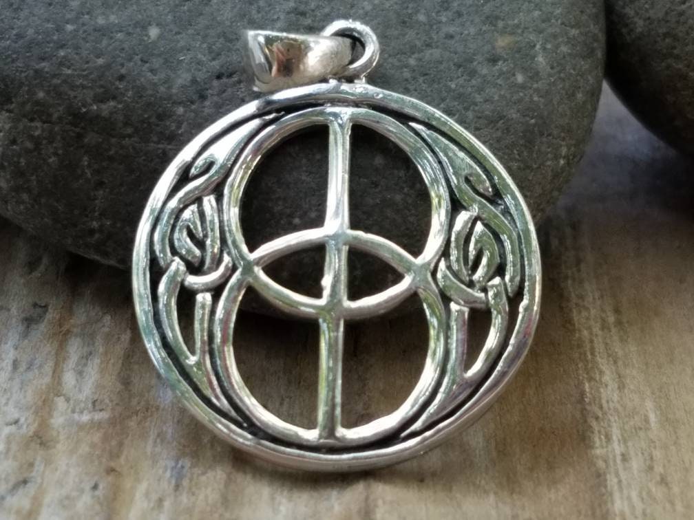 Celtic Double Peace Sign and Sterling Silver Pendant 32mm | Etsy