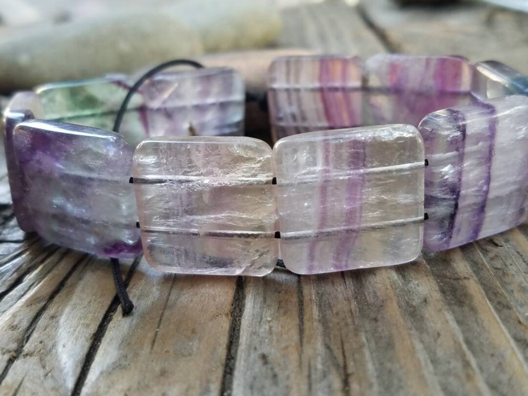 Fluorite 20mm Smooth Square Bead, Multi Fluorite, Semi Precious ...