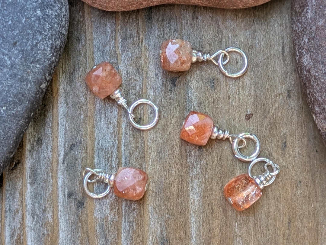 Sunstone and Sterling Silver Charm | 4mm Faceted Cube | ONE CHARM - Etsy
