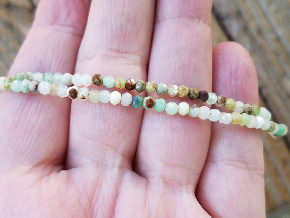 Green Peruvian Opal 3 x 2mm Faceted Rondelle Bead Natural | Etsy