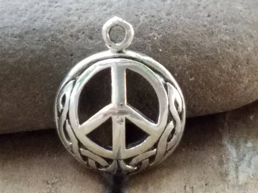 Celtic Peace Sign Sterling Silver Charm 13mm Chain Optional - Etsy