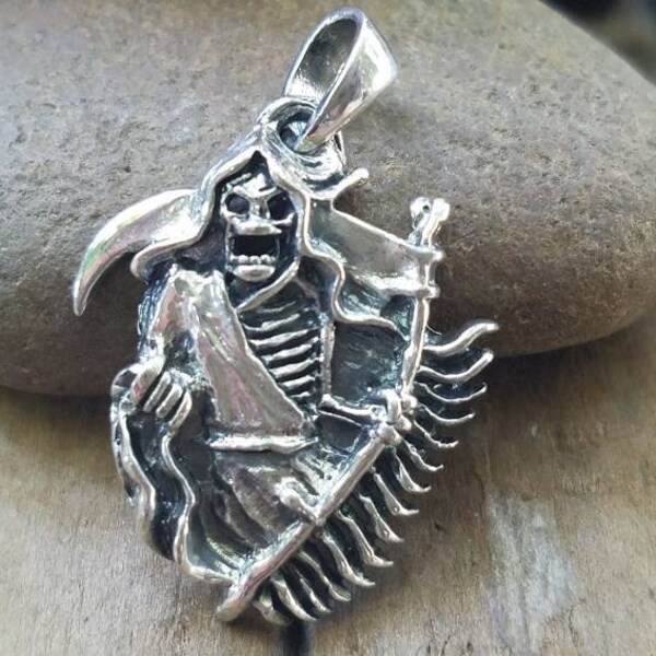 Silver Grim Reaper Pendant - Etsy