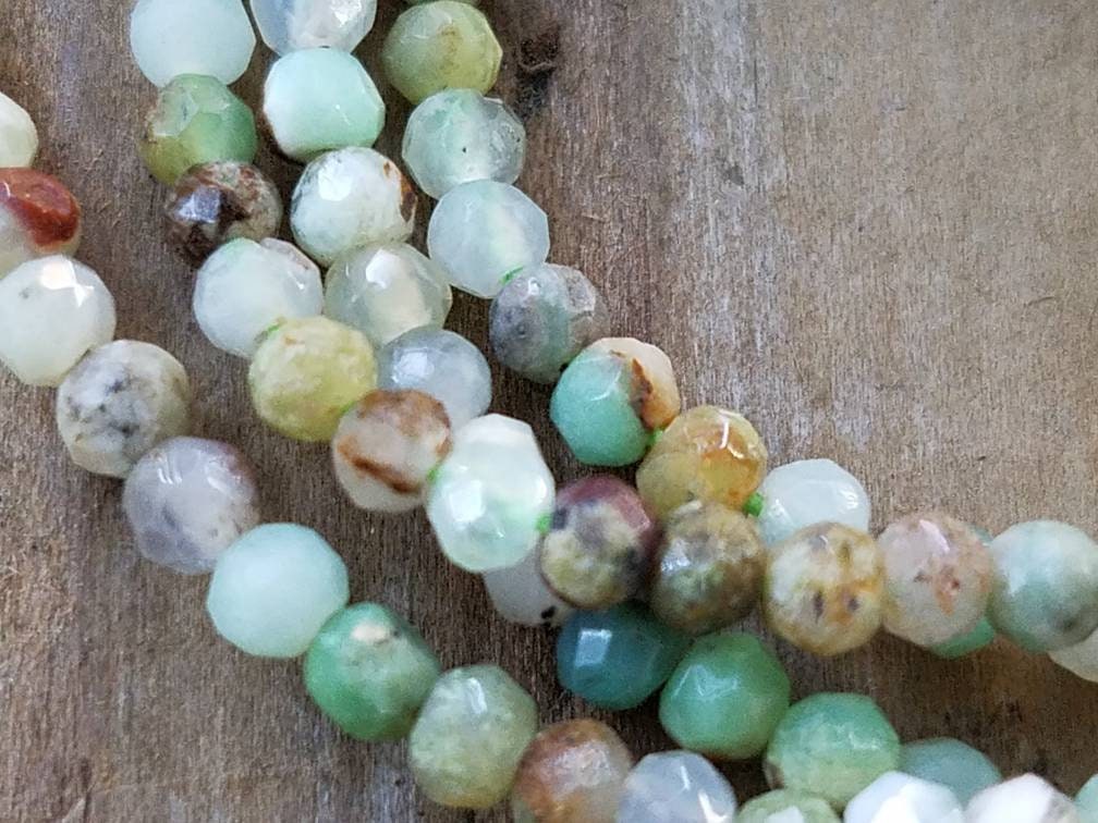 Green Peruvian Opal 3 x 2mm Faceted Rondelle Bead Natural | Etsy