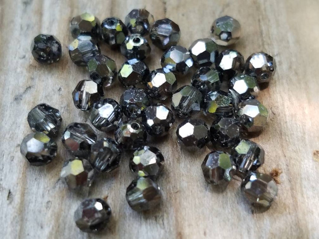 15 Dark Gray AB Swarovski Crystal 4mm Round Faceted Bead, Black Diamond ...