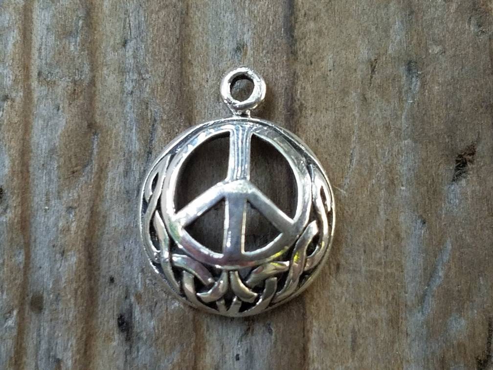 Celtic Peace Sign Sterling Silver Charm 13mm Chain Optional - Etsy
