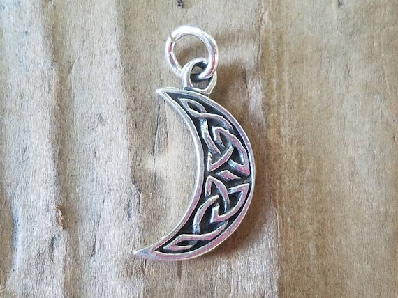 Celtic Crescent Moon and Sterling Silver Charm Chain | Etsy