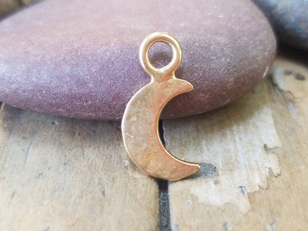 Gold Crescent Moon Charm, Artisan Moon Charm, Staggs Lane - Etsy