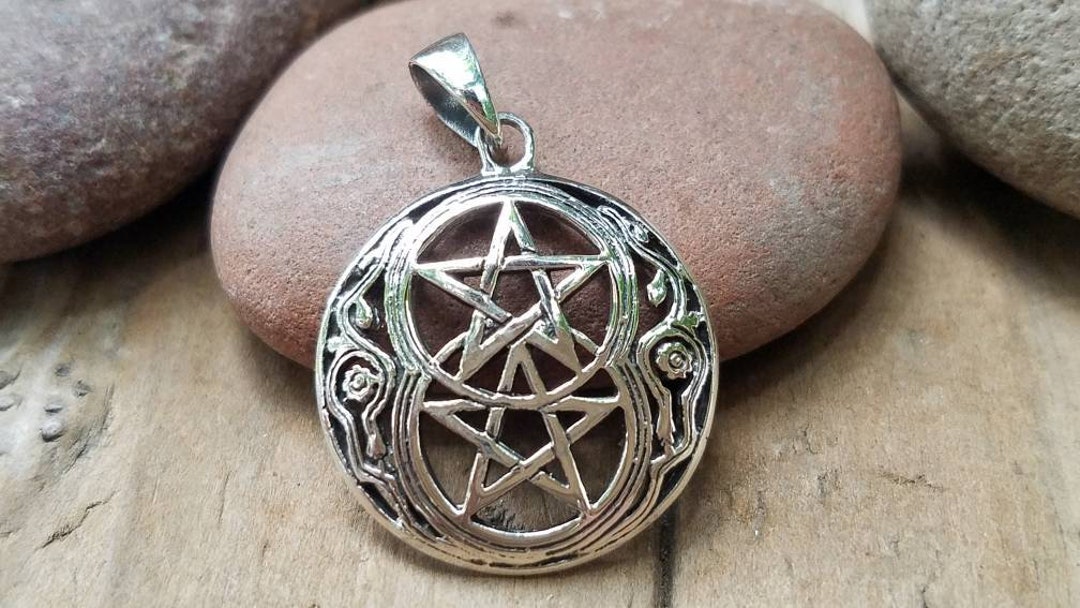 Double Pentagram Sterling Silver Pendant - Etsy
