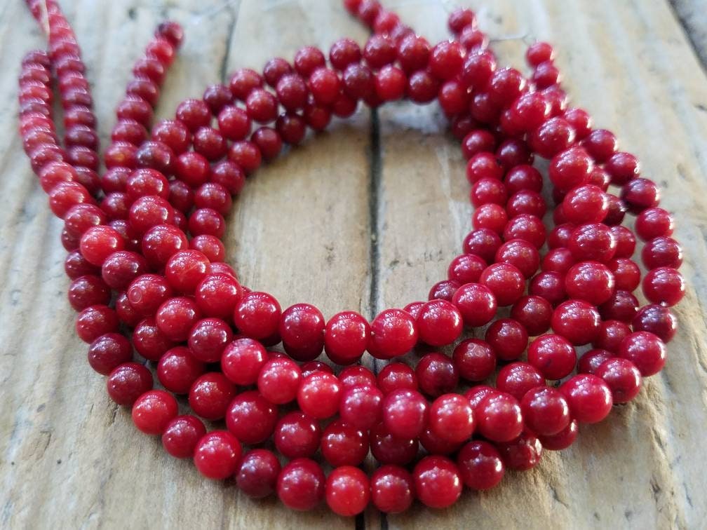 Red Bamboo Coral 5mm Smooth Round Bead Natural Bamboo - Etsy