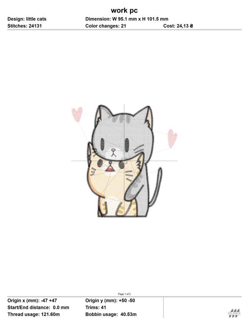 Cat Couple Embroidery Design, Loving Cats, DST PES JEF (digital ...