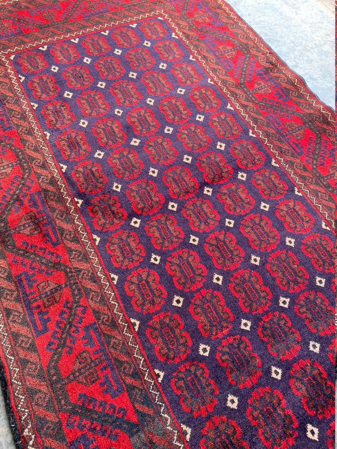 Handmade Afghan Rug: Tribal Flower Design, Soft Lambswool Pile (3'5"x6 ...