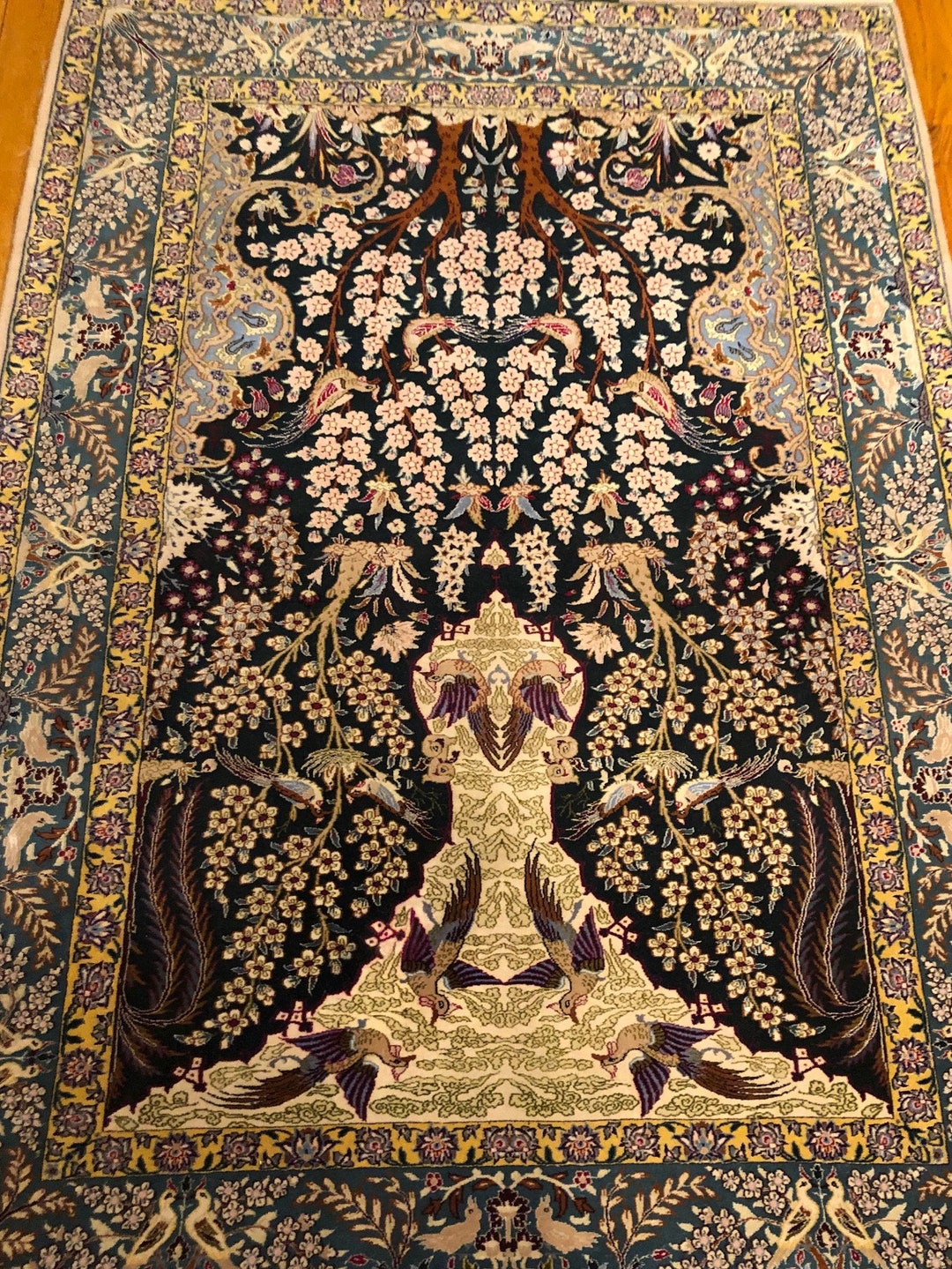 Exquisite Handmade Silk & Wool Oriental Tree of Life Rug or Tapestry ...
