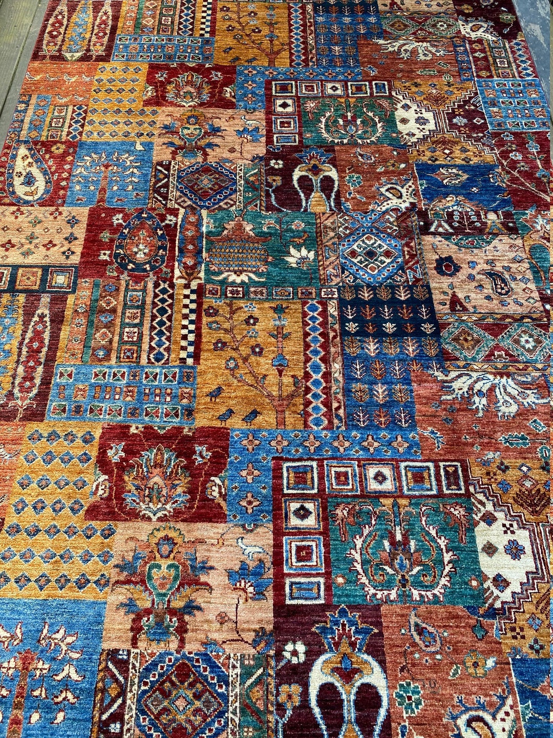 Handmade Pakistani Four Seasons Oriental Rug, Colorful Quilt-like ...