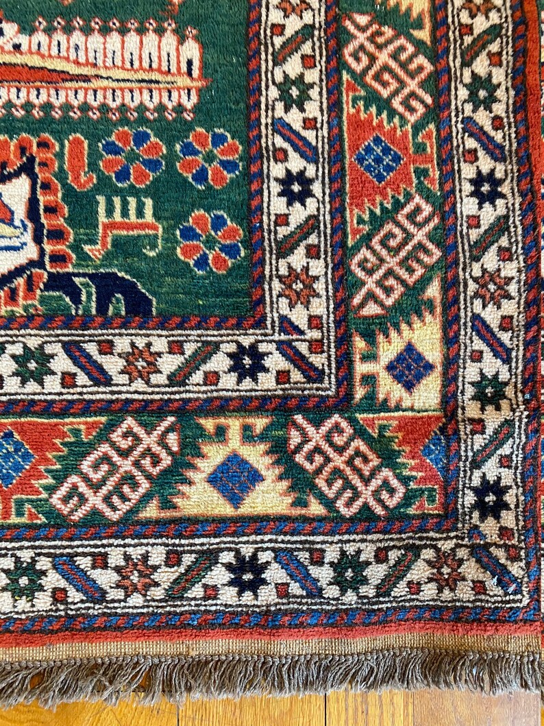 Antique Handmade Tribal Emerald Green Oriental Rug Mint - Etsy