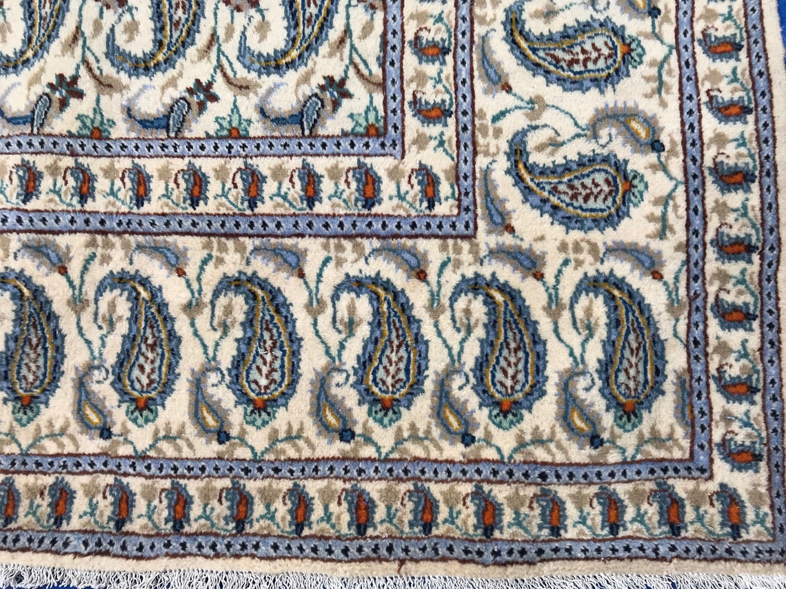 Vintage High Quality Paisley Allover Design Area Rug Ivory & - Etsy
