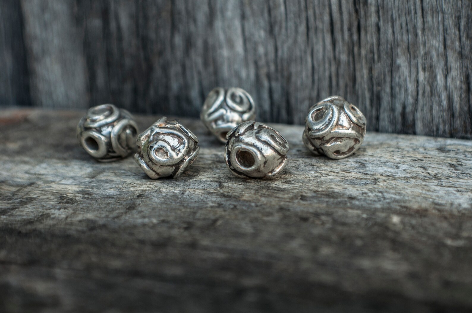 Greek Large Spiral Beads 5pcs, Large Tribal Silver Beads for Rustic ...