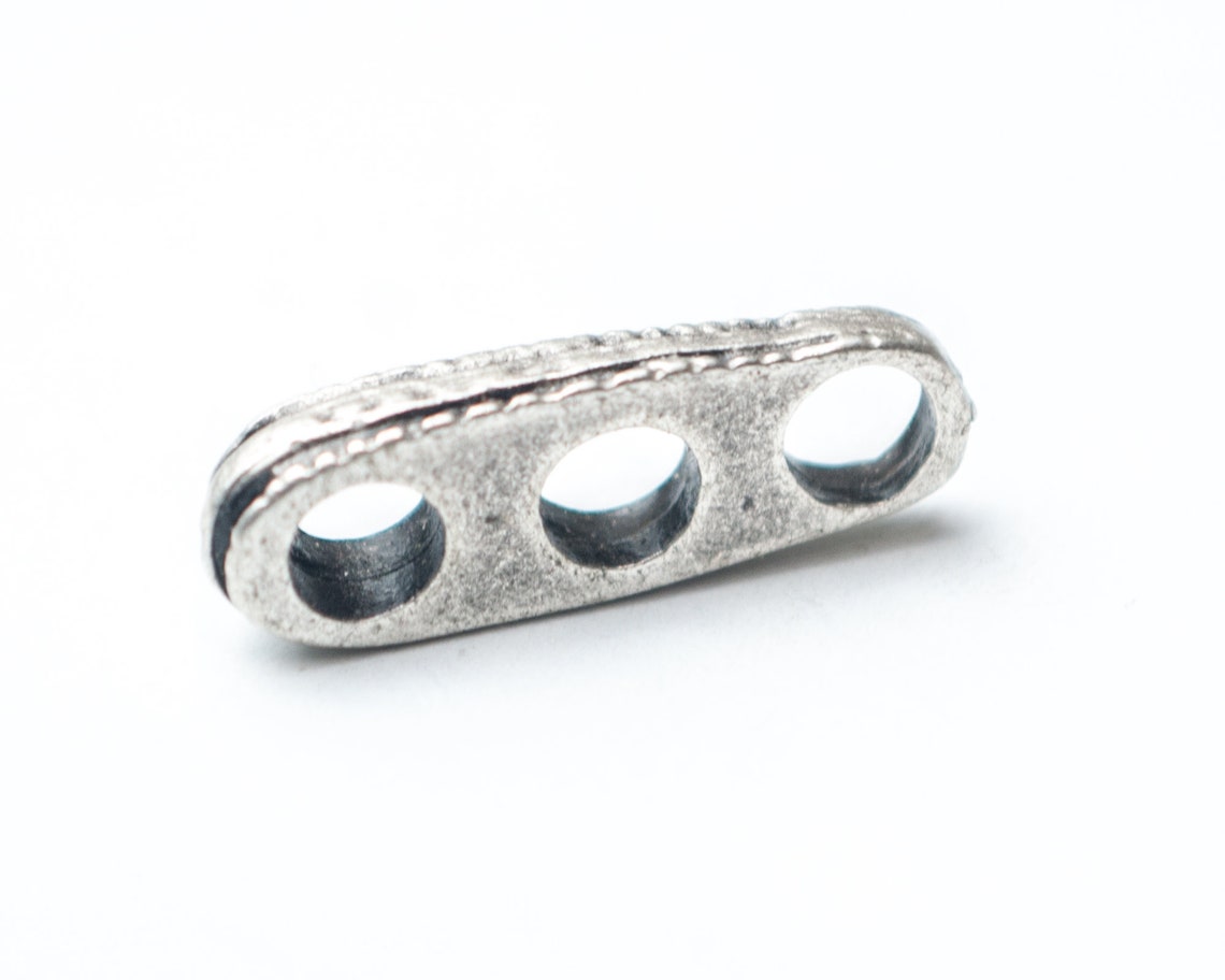 Three Hole Multi Strand Spacer Connector Beads 18x5mm, 3 Hole Silver ...