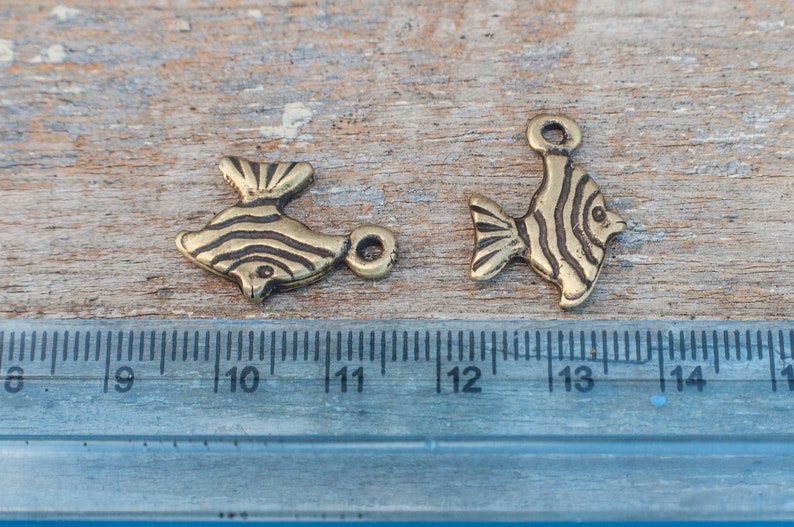 Antique Brass Fish Charms 10pcs, Greek Fish Charms, Mykonos Fish ...