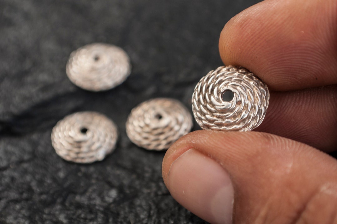 10pcs Large Sliver Mykonos End Caps Bead, Rustic Cap Bead, 15mm Silver ...