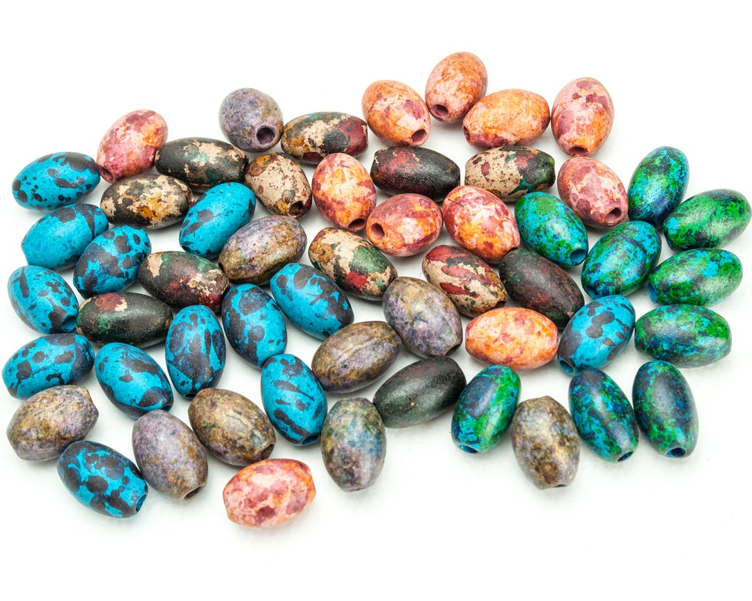 Splashed Ceramic Tube Beads 15x10mm, Ceramic Nut Beads 15mm, Large ...