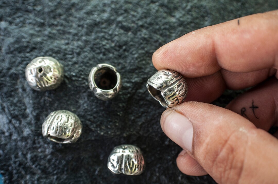 Large and Heavy End Cap Silver Bead, Rustic Silver Cap Bead 5pcs, 15mm ...