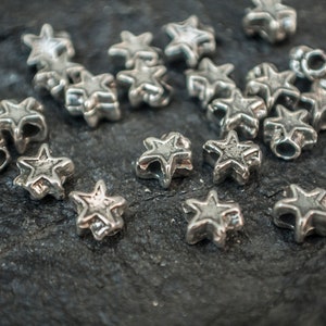 Small Silver Star Beads, Rustic Silver Star Beads 25pcs, 7mm Star Bead ...