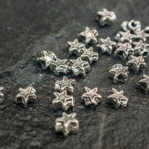 Small Silver Star Beads, Rustic Silver Star Beads 25pcs, 7mm Star Bead ...