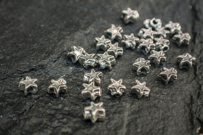 Small Silver Star Beads Rustic Silver Star Beads 25pcs 7mm - Etsy