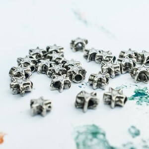 Small Silver Star Beads, Rustic Silver Star Beads 25pcs, 7mm Star Bead ...