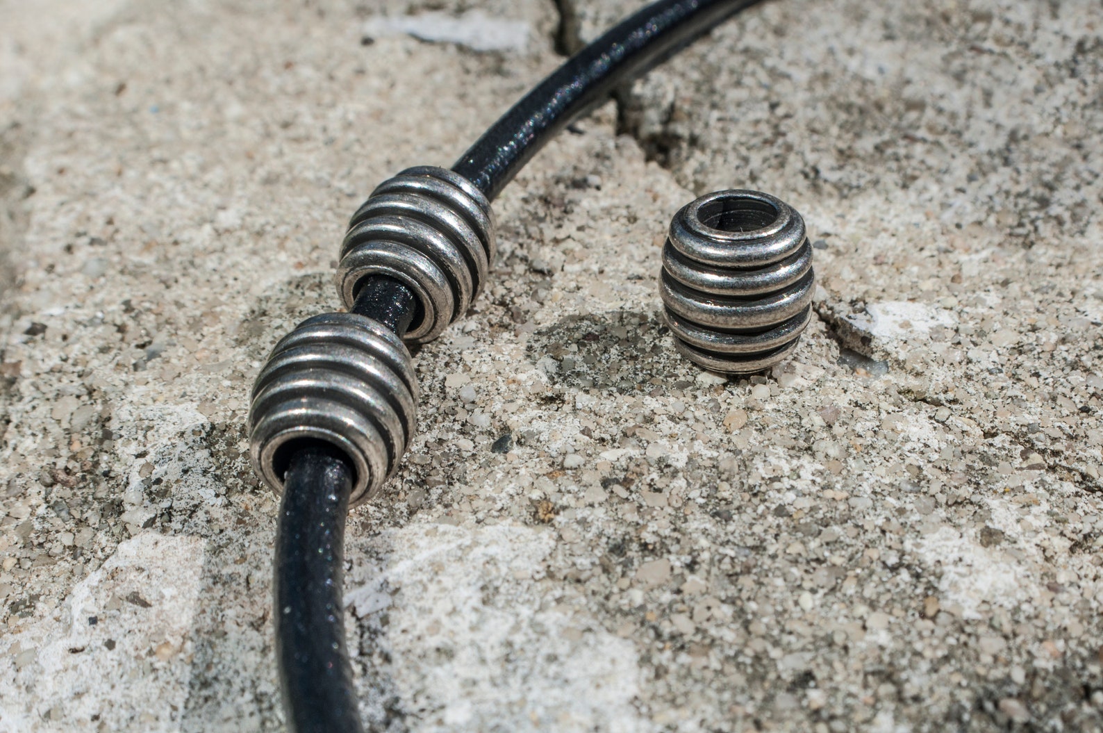 Ribbed Barrel Greek Silver Beads 10mm, Antique Hellenic Tube Beads ...