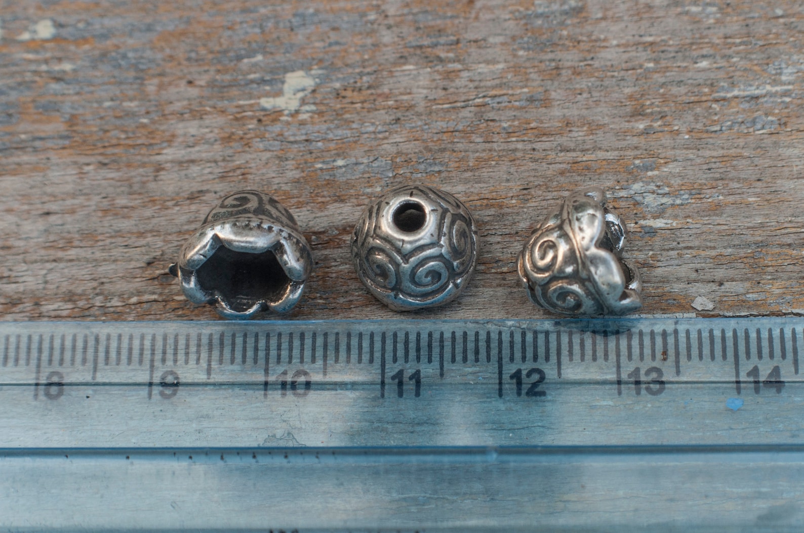 Ornamented Sliver Mykonos End Caps Bead, Rustic Cap Bead, 11mm Silver ...
