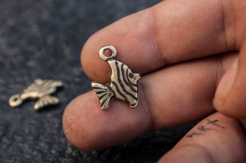 Antique Brass Fish Charms 10pcs, Greek Fish Charms, Mykonos Fish ...