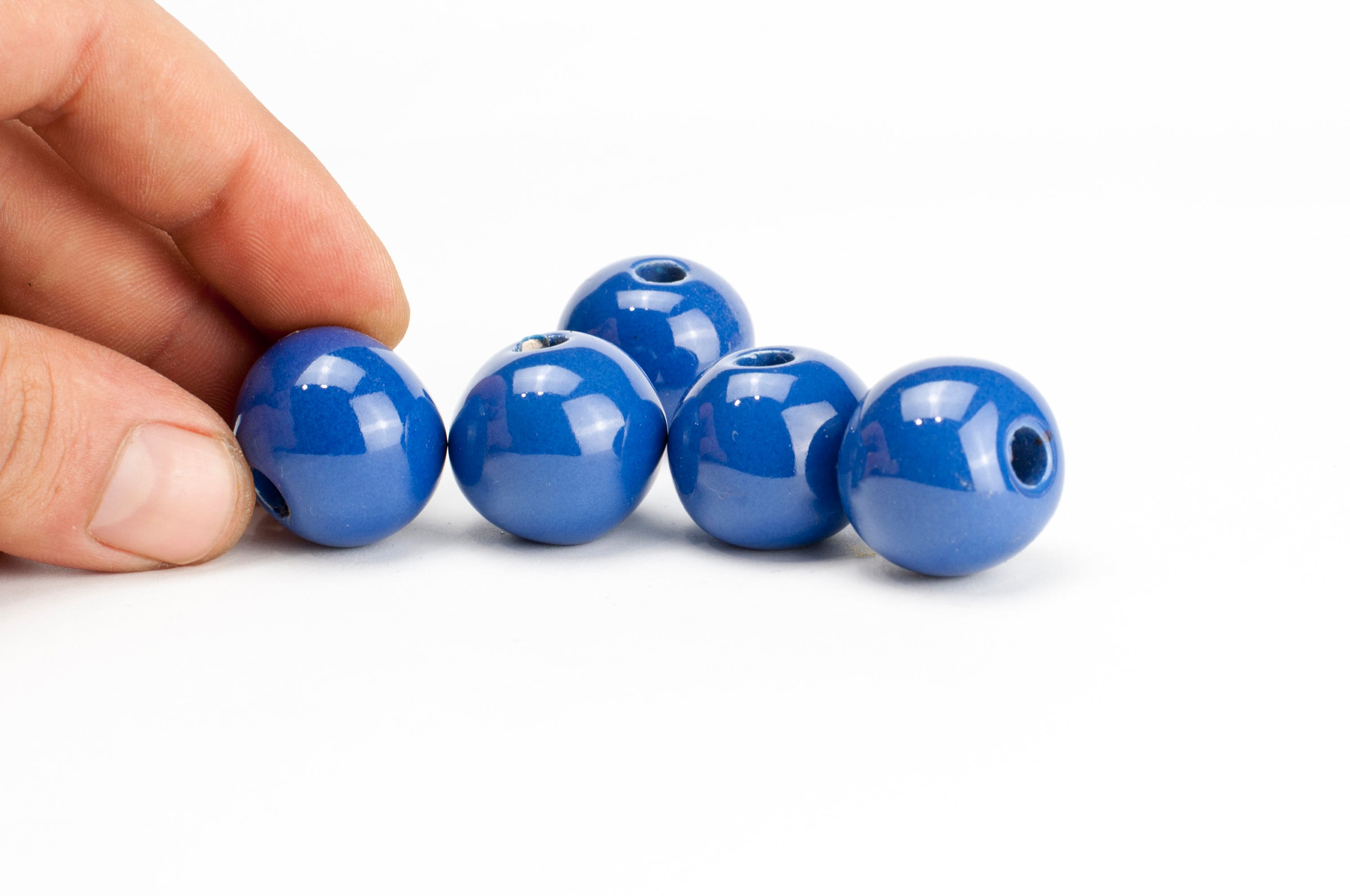 Large Cobalt Blue Ball Beads for Jewelry Making, Large Hole Ceramic ...
