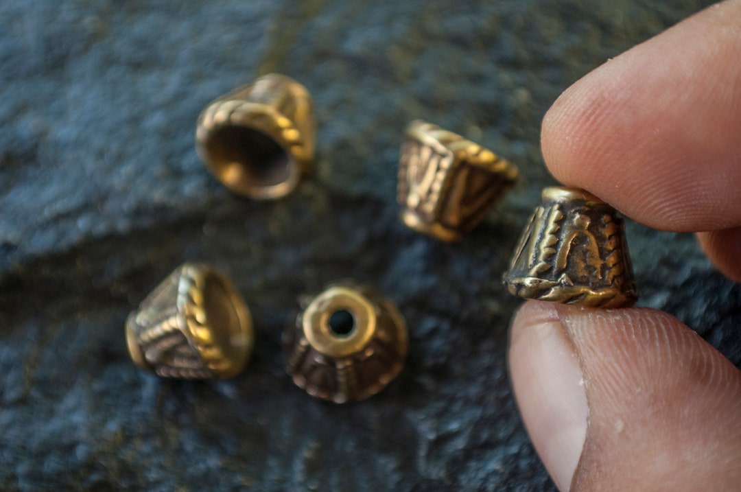 Bead End Caps, Rustic Brass Cap Bead 8pcs, 12mm Cap Bead, Tribal Cap ...