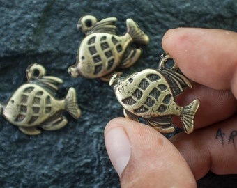 Antique Brass Fish Charms 20pcs, Greek Fish Charms, Mykonos Fish ...