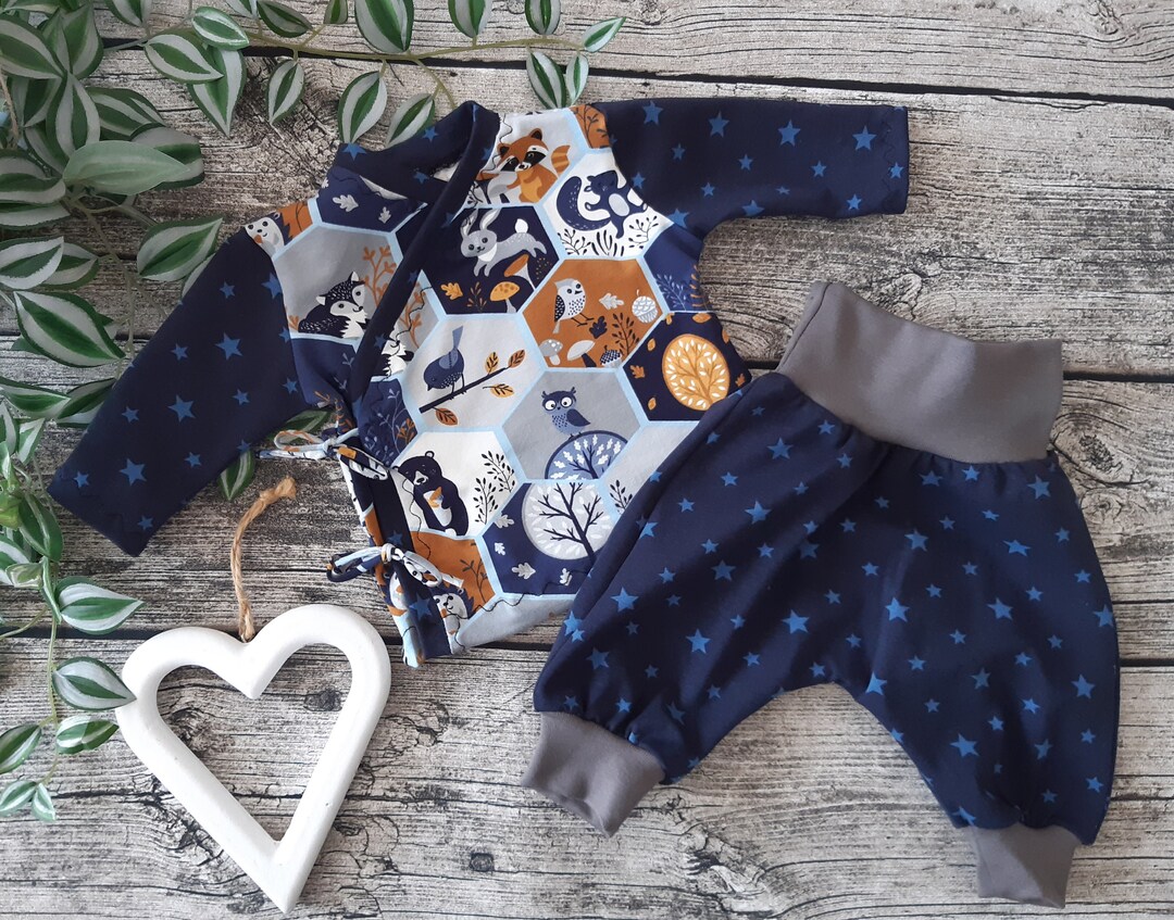 Premature Baby Set of Wrap Shirt and Pants, Various Designs, Colors and ...