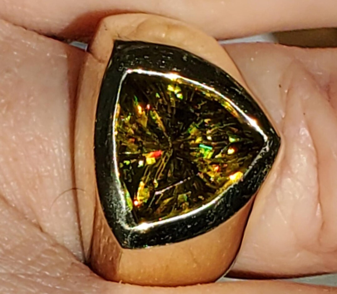 Sphene Statement Ring / Signature Ring Over 8cts. 18k Gold Ring. Rare ...