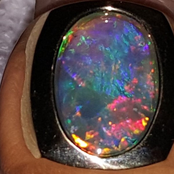 Rainbow Opal Ring - Etsy