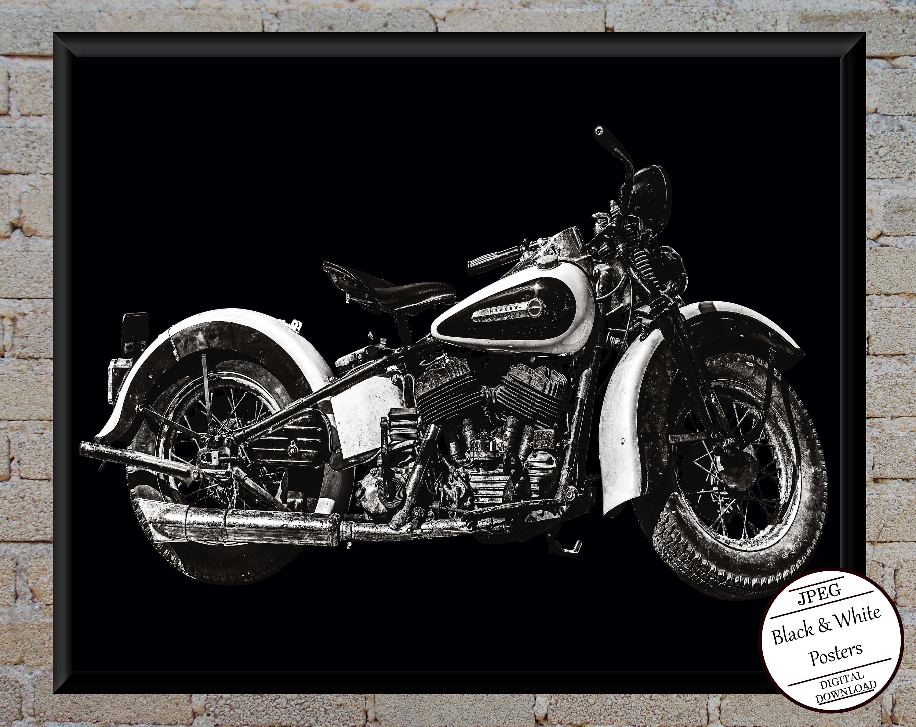 Motorcycle Print Black and White Photography Printable Wall | Etsy