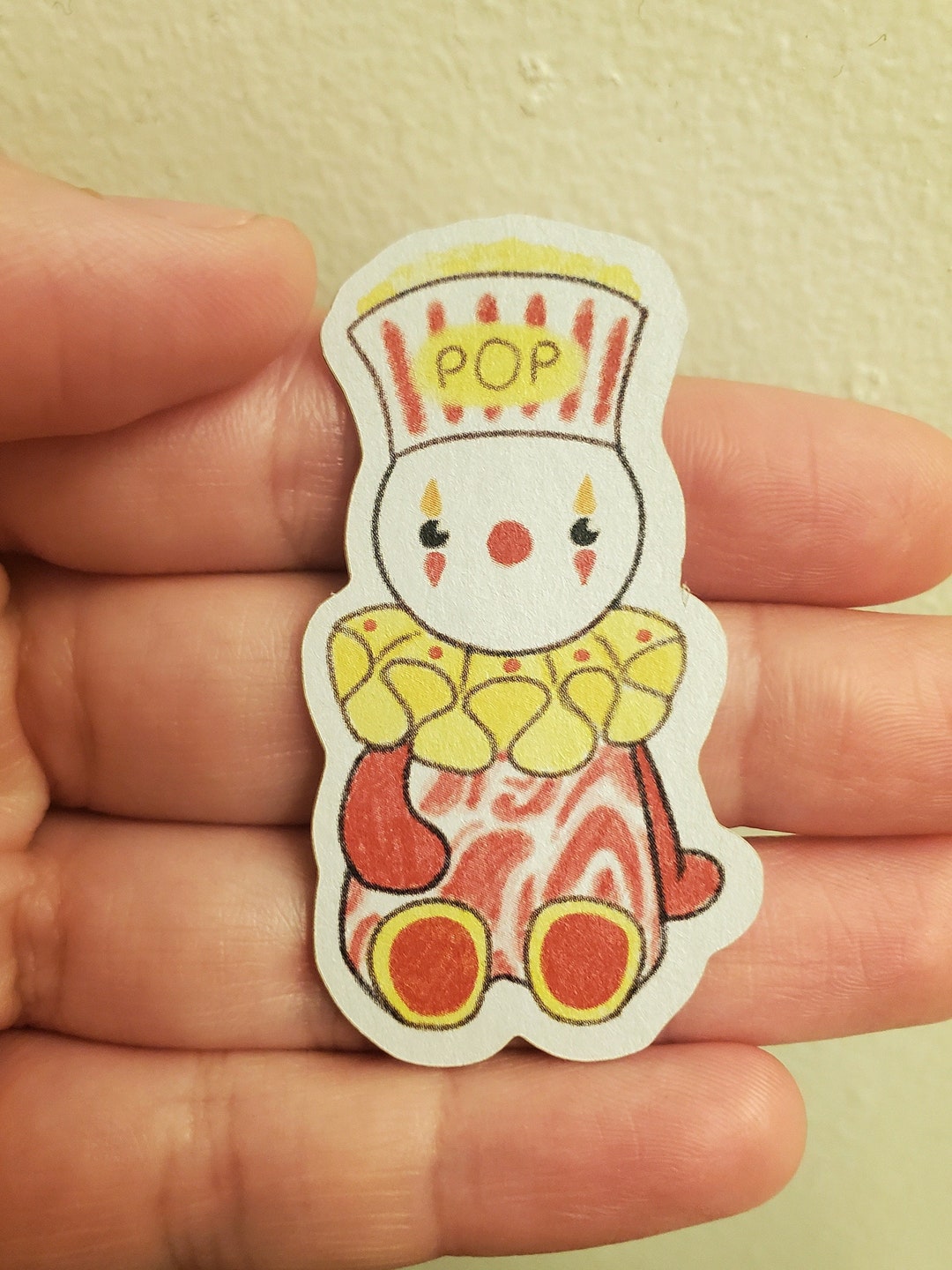 Popcorn the Clown - 1.2"x2.2" Kraft Paper Sticker - Etsy