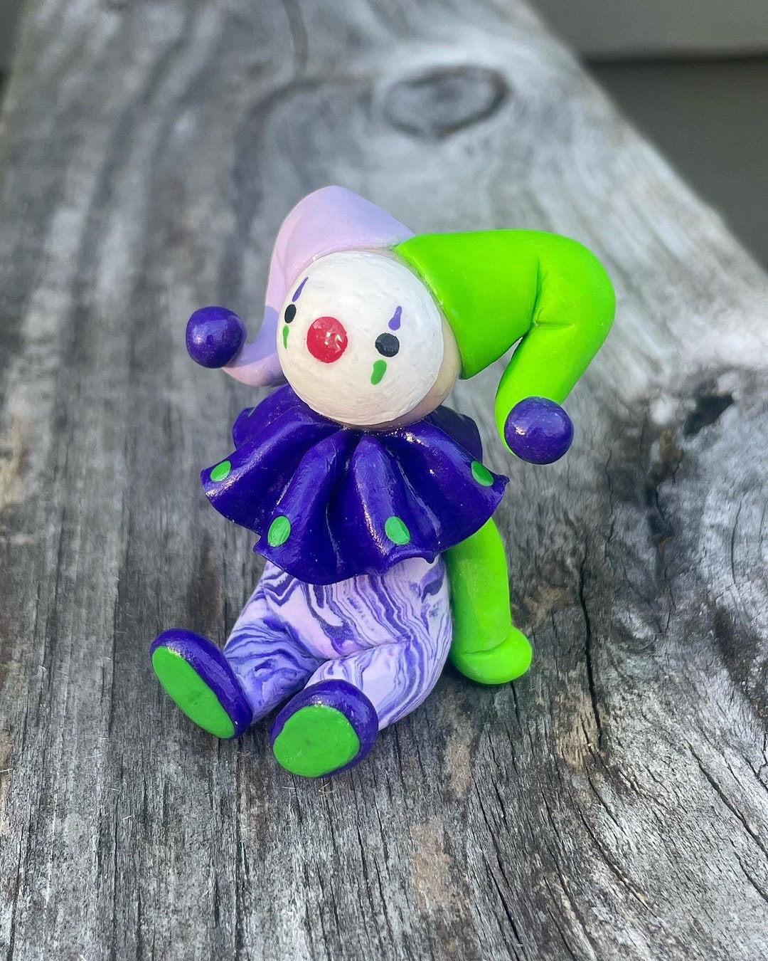 Clown Figurine Clown Miniature Polymer Clay Miniature - Etsy