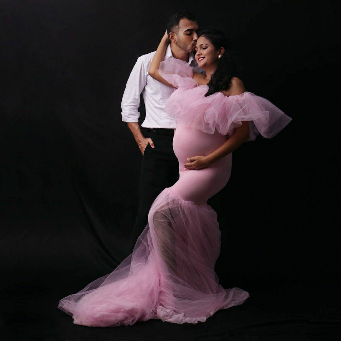 Pink Maternity Gown For Photo Shoot Fluffy Maternity Dress Etsy