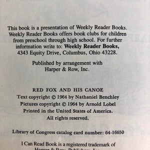 Red Fox and His Canoe, Nathaniel Benchley, Arnold Lobel, 1964, an I Can ...