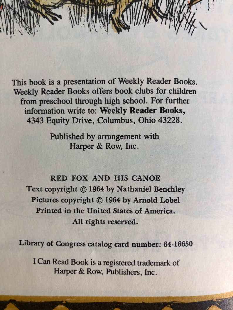 Red Fox and His Canoe Nathaniel Benchley Arnold Lobel 1964 - Etsy