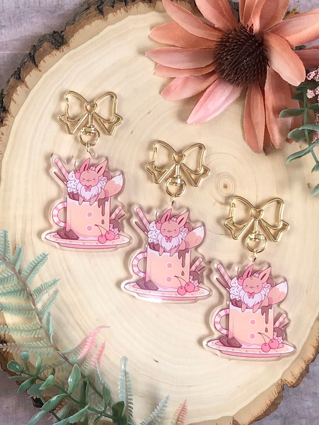 Hot Cocoa Eevee Keychain Acrylic Charm, Acrylic Keychain, Kawaii ...