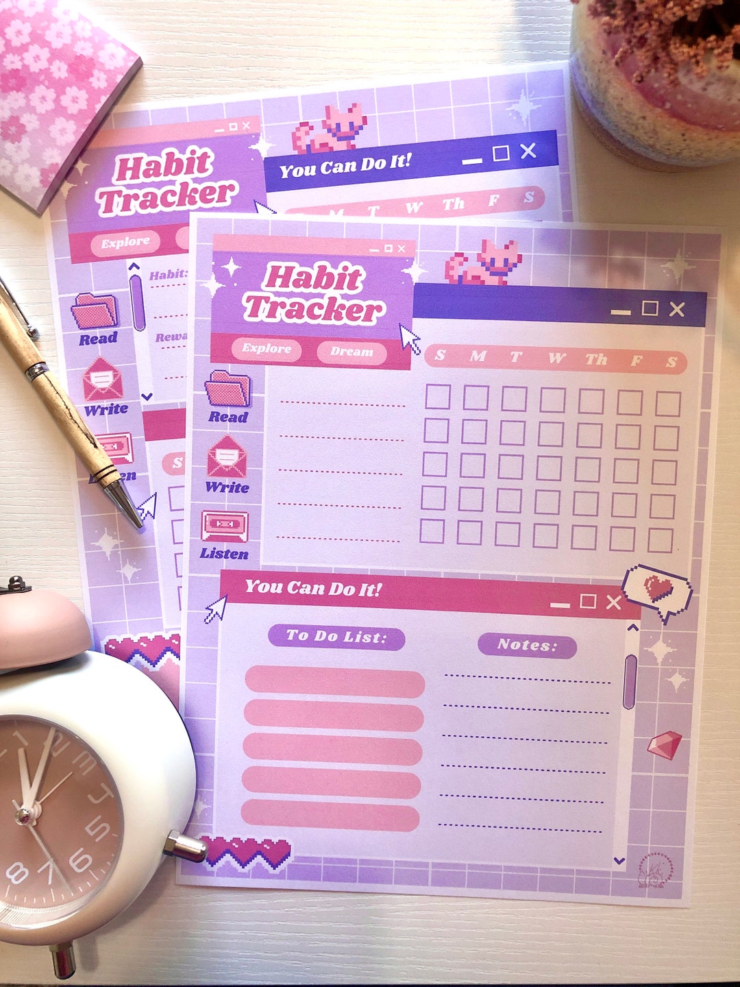 Pixel Kawaii Habit Tracker | Cute Goal Tracker, Digital Download ...