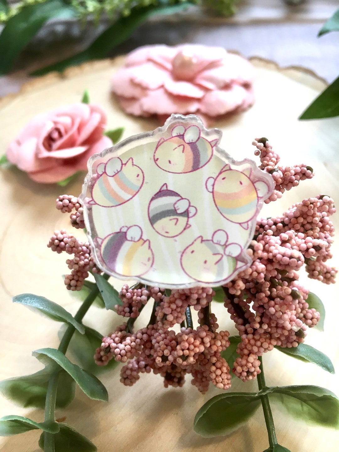 Subtle Pride Catbees Acrylic Pin | Acrylic Charm Cute, Kawaii Pin, Cute ...
